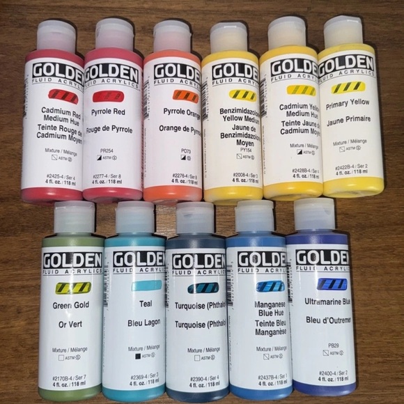 Golden | Art | Golden Fluid Acrylics Lot Of 1 4 Oz High Series Paints ...